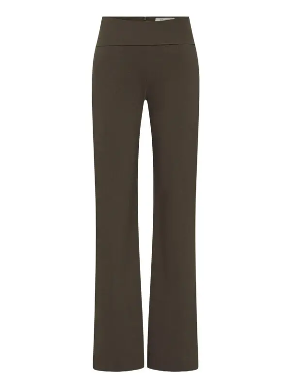ST. AGNI Low-rise Fold-over Waistband Straight-leg Pants - Brown