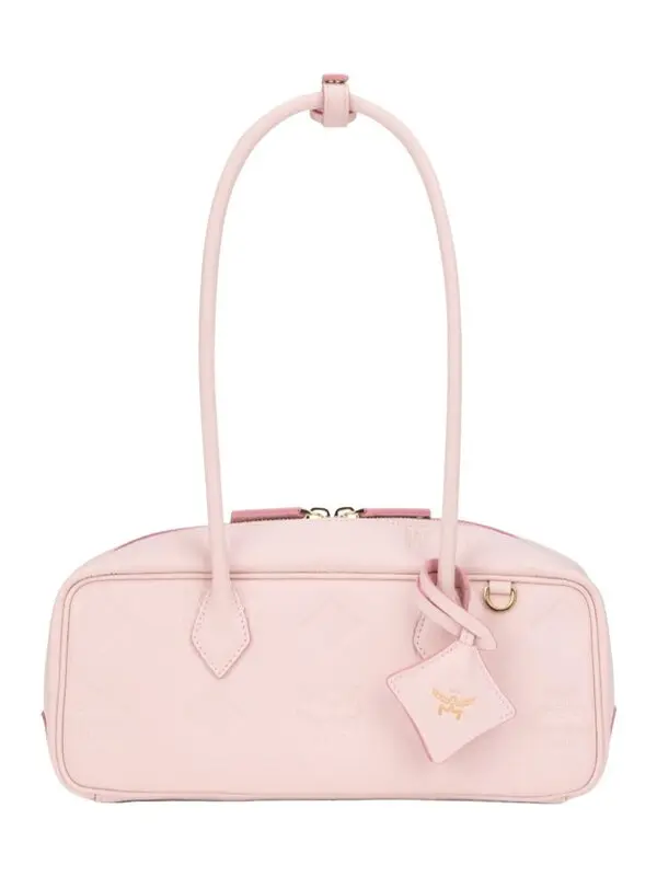 Mcm Aren Maxi Monogram Leather Shoulder Bag - Pink
