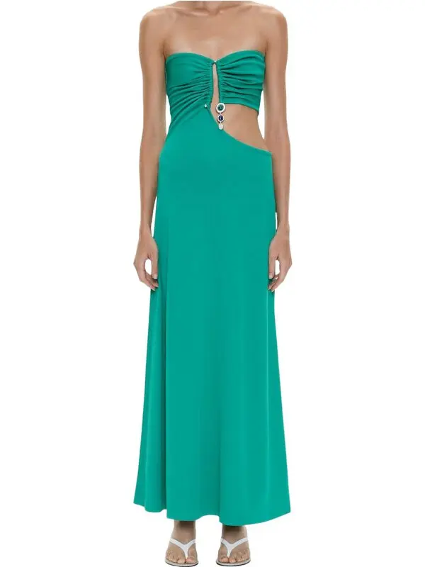 Christopher Esber Droplet Crystal Pendant Strapless Gown - Malachite