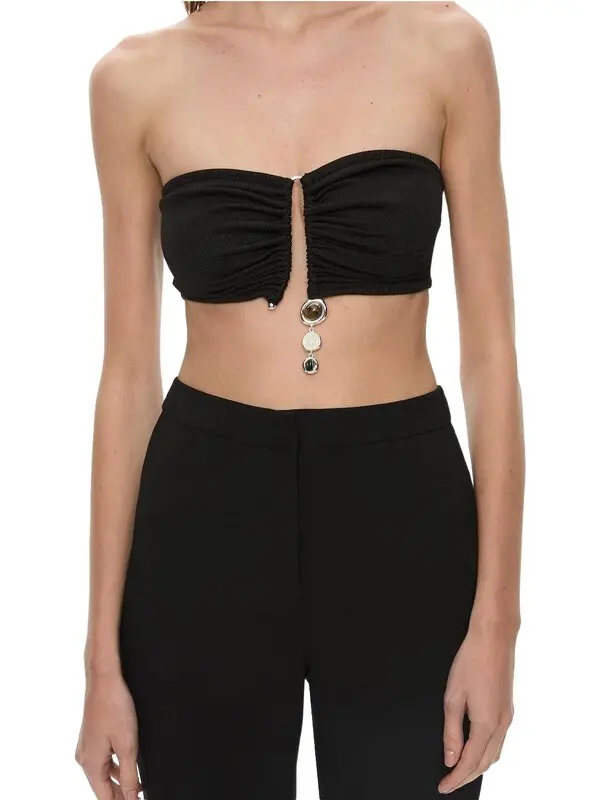 Christopher Esber Droplet Ruched Crystal-pendant Top - Black