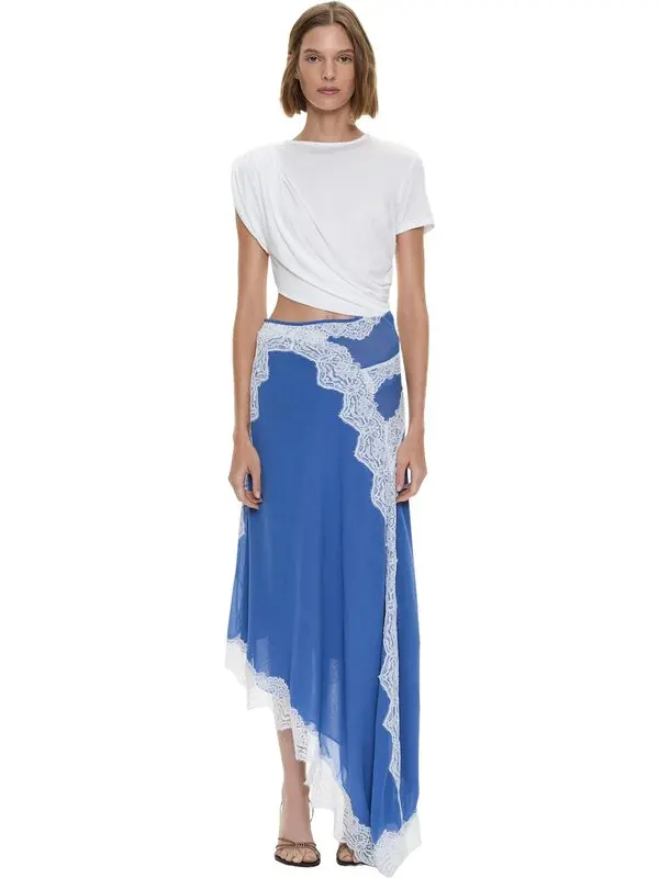 Christopher Esber Twisted Tee Dress With Lace Inserts - Blue