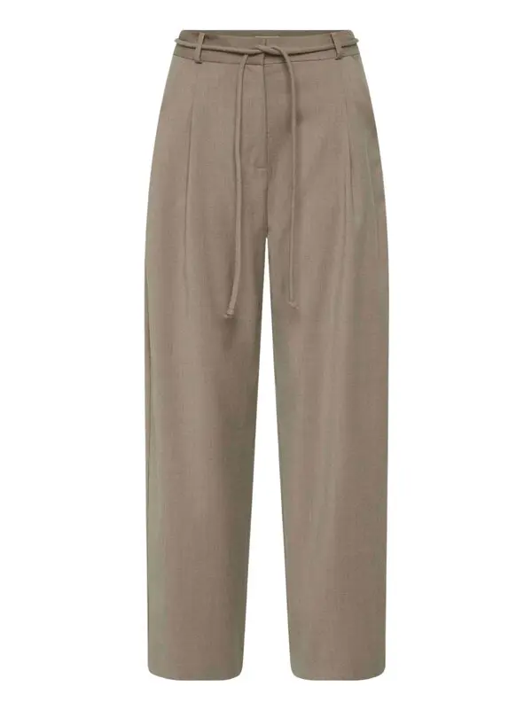 ST. AGNI Mid-rise Tapered Leg Trousers With Drawstring Waist - Light Brown