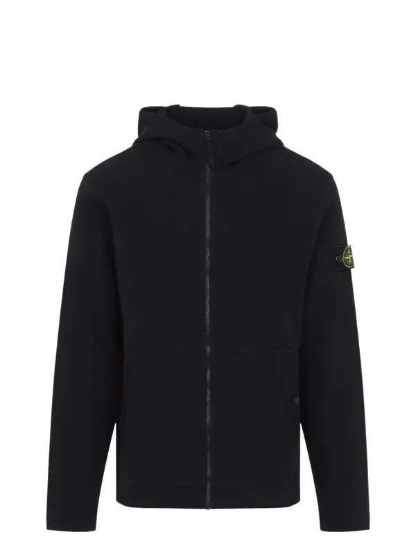 Stone Island Long-sleeved Hooded Sweatshirt - Black