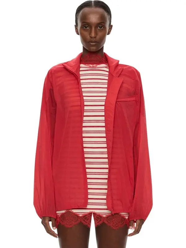 Christopher Esber Dannie Lucent Mottled Sheer Bomber - Red