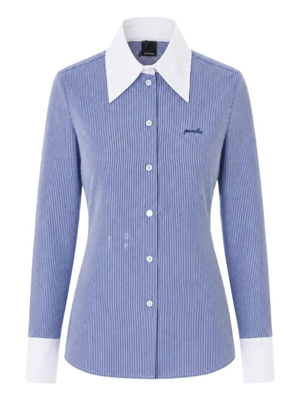 Pinko Long Sleeve Shirt With Classic Collar - Blue