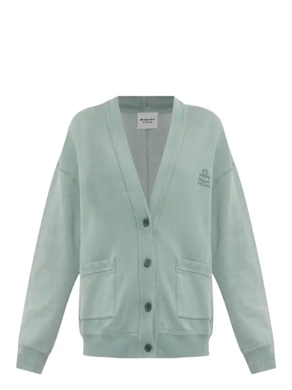 Isabel Marant Étoile V-neck Cardigan With Embroidered Logo - Gray