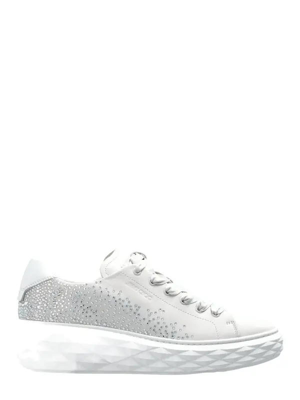 JIMMY CHOO Lace-up Sneakers With Perforated And Embellished Details - White