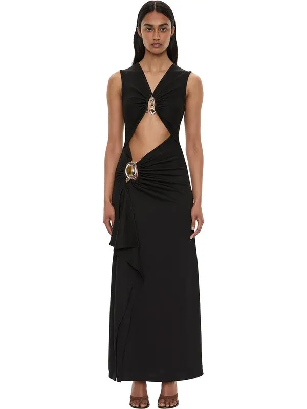 Christopher Esber Droplet Crystal Separation Tank Dress - Black