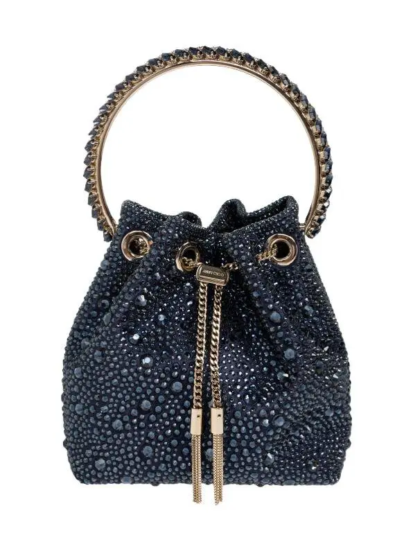 JIMMY CHOO Embellished Drawstring Tote Bag - Black