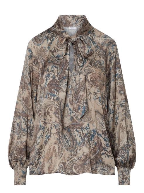 Liu Jo Printed Satin Blouse With Front Tie - Multicolor