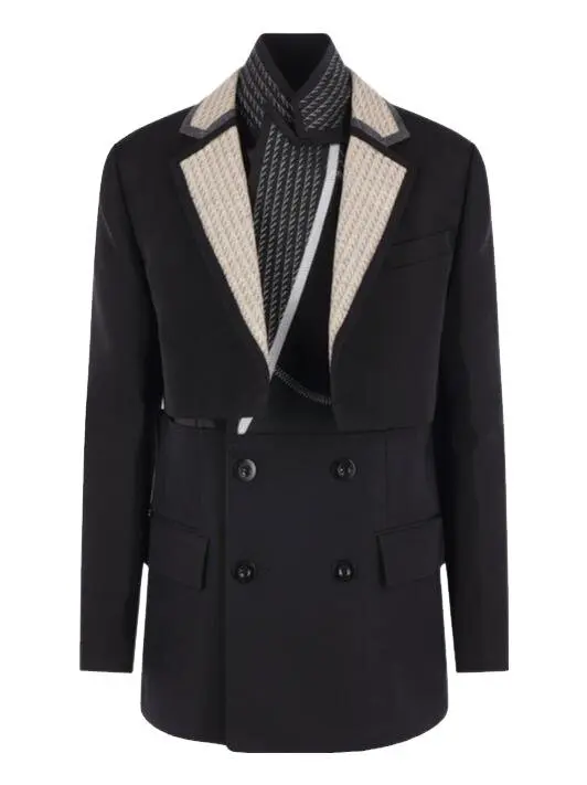 Sacai Long-sleeved Double-breasted Casual Jacket - Black