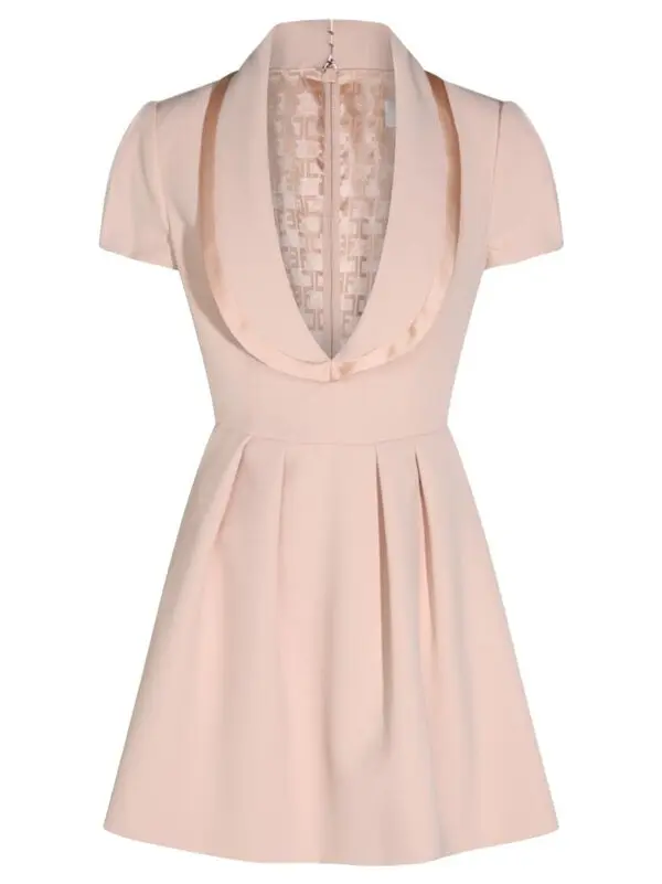 Elisabetta Franchi Short-sleeved V-neck Mini Dress - Nude