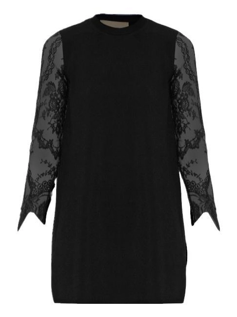 Valentino Garavani Round Neck Long Sleeve Dress - Black
