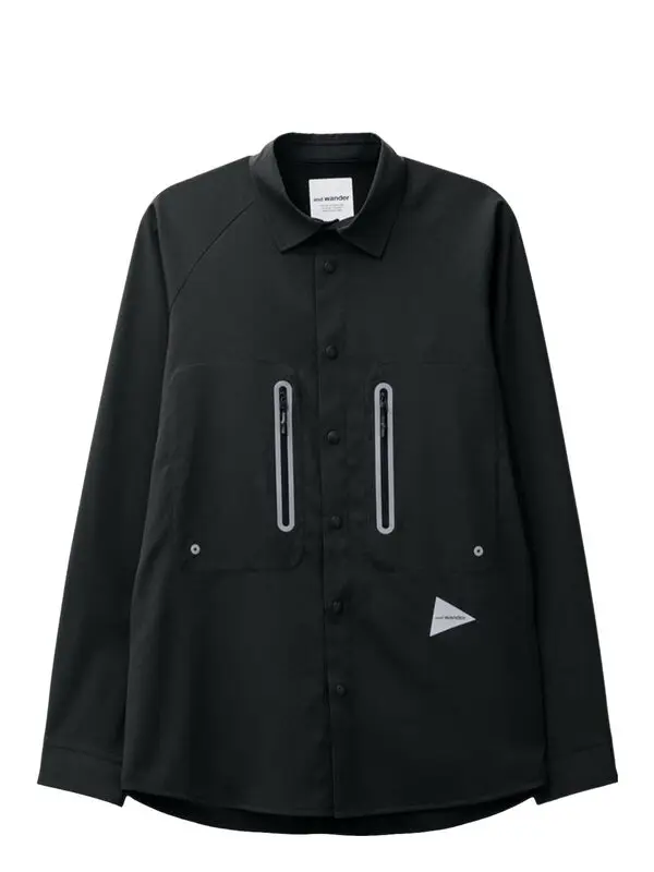 AND WANDER Long-sleeved Collared Shirt - Black