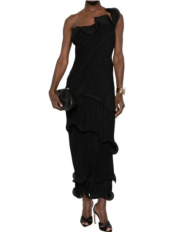 Cult Gaia One-shoulder Ruffled Maxi Dress - Black