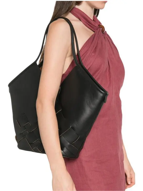 Hereu Woven Detail Handbag - Black