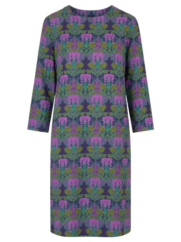 LAURA URBINATI Long-sleeved Graphic Dress - Purple