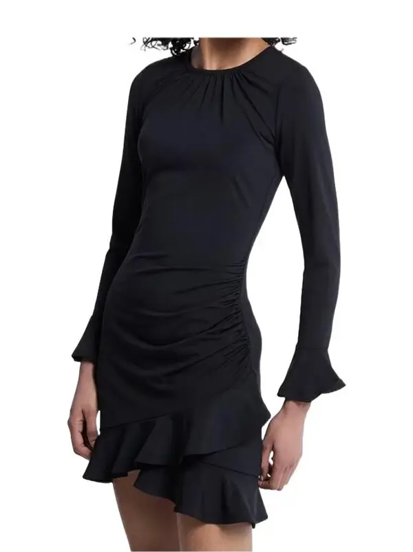 Michael Kors Long Sleeve Ruffled Dress - Black