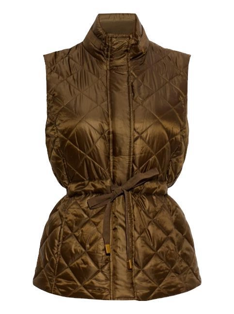 Michael Kors Quilted Drawstring Waist Vest - Brown