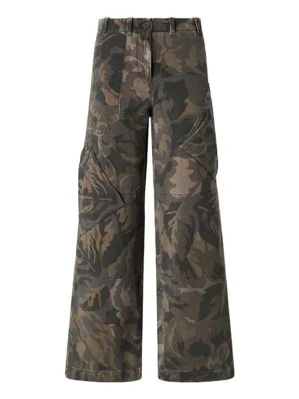 Pinko Camouflage Print Wide-leg Cargo Pants - Black