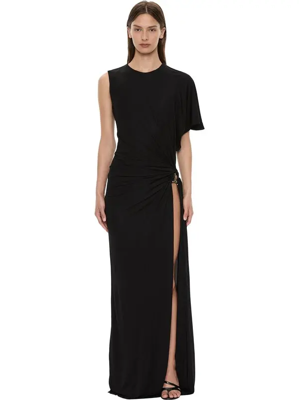 Christopher Esber Bezel Quartz Draped Tank Dress - Black