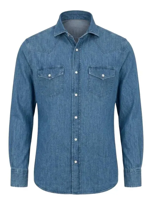 Brunello Cucinelli Western-style Press-stud Shirt - Blue