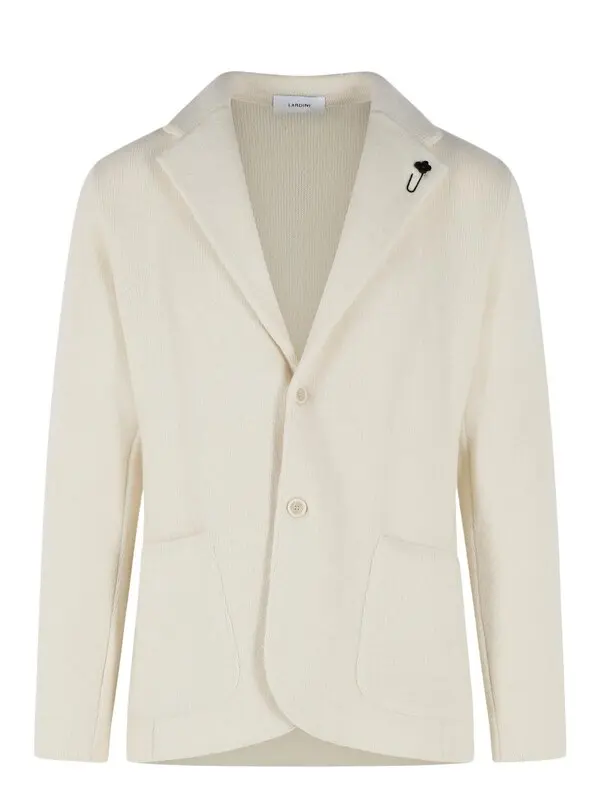 LARDINI Single-breasted Patch-pocket Blazer - Ivory
