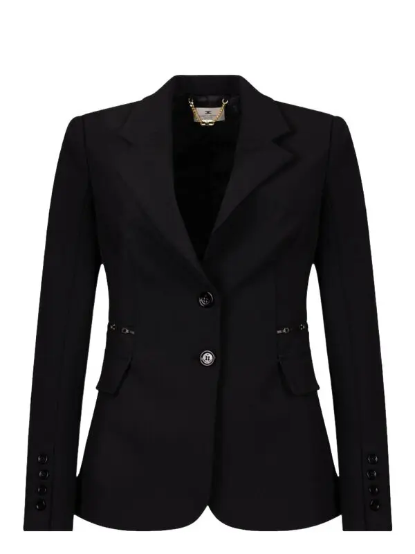Elisabetta Franchi Single-breasted Blazer With Flap Pockets - Black