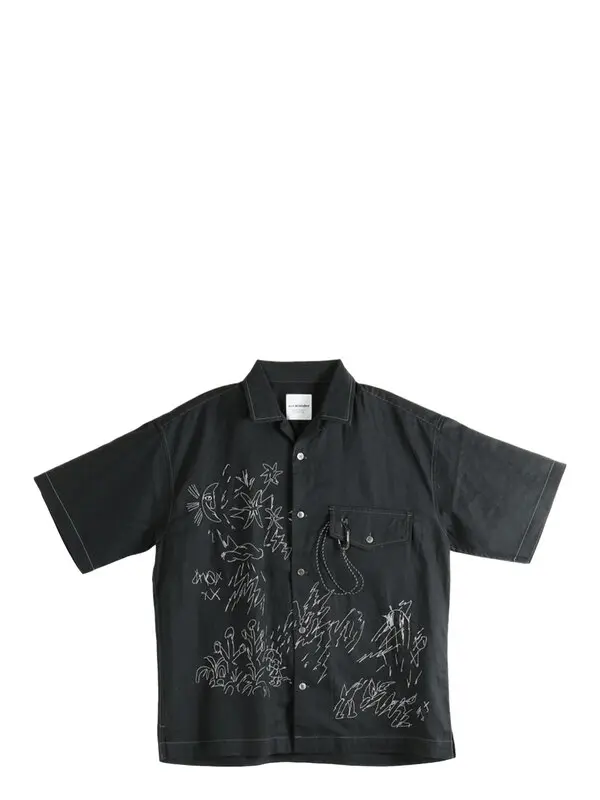AND WANDER Buttoned Embroidered Shirt - Black