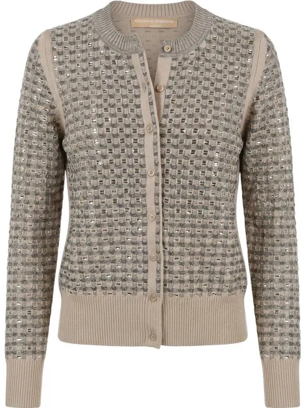 Ermanno Scervino Long-sleeved Knitted Sweater - Beige/black