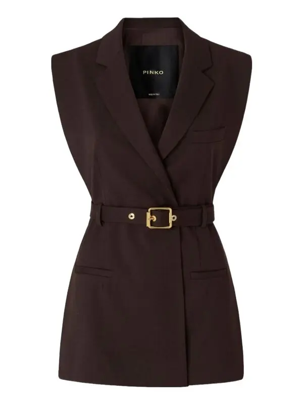 Pinko Belted Sleeveless Jacket - Black