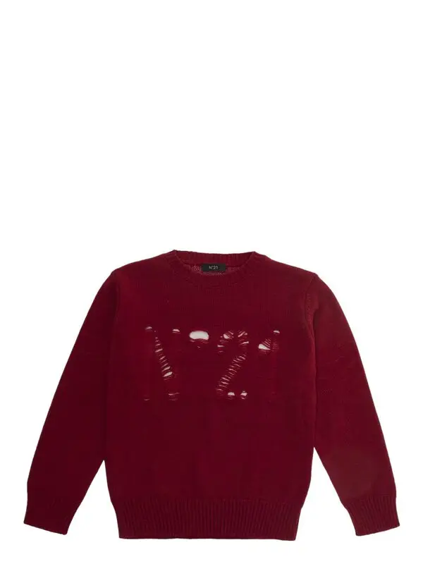 N.21 Long Sleeve Crew Neck Sweater - Red