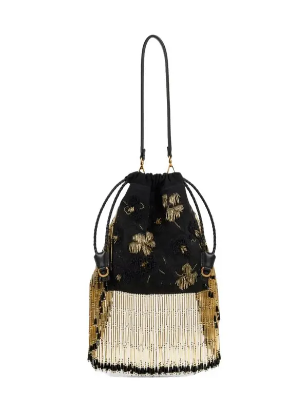 Etro Small Suede Kalispera Bag With Embroidery And Beads - Black