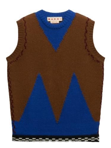 Marni Wool Vest With M Intarsia - Brown