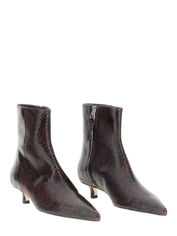 AeydĒ Pointed-toe Snakeskin Ankle Boots - Black