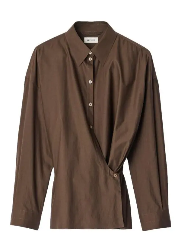 LEMAIRE Twisted-front Shirt - Truffle