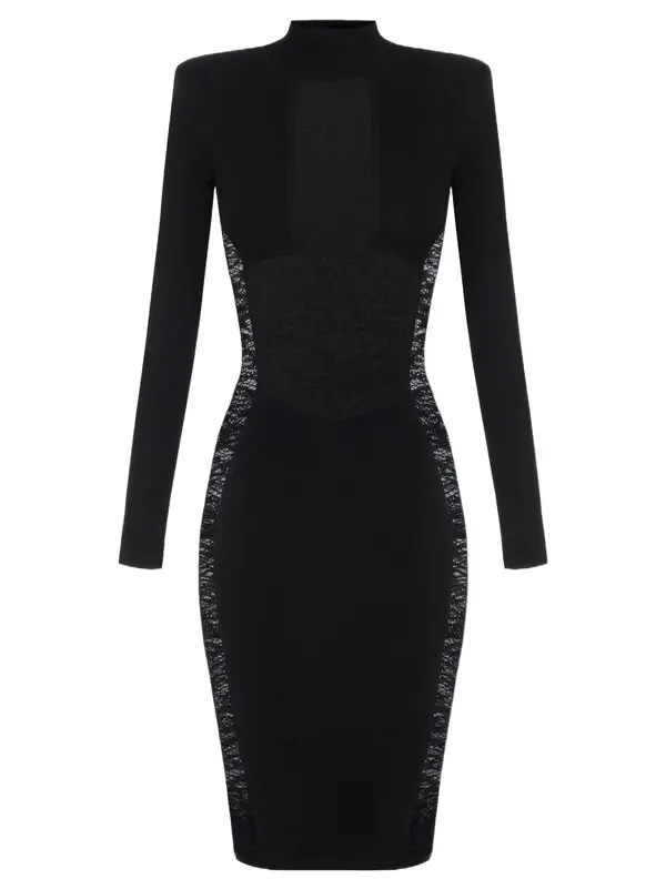 Elisabetta Franchi Dress In Knit And Lace Fabric - Black