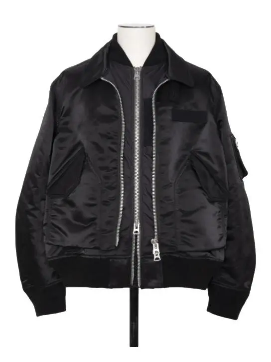 Sacai Long Sleeve Zip-fastening Jacket - Black
