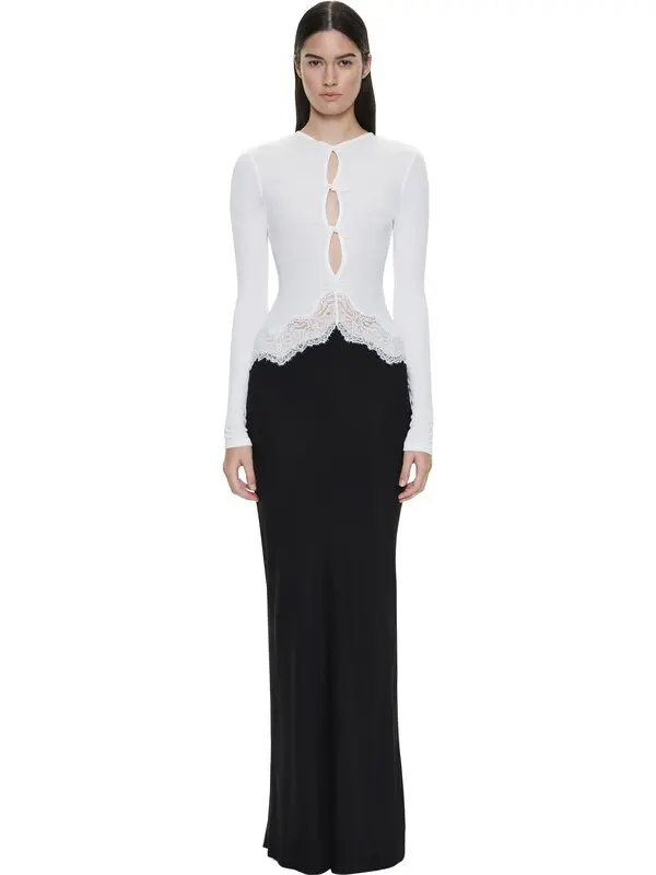 Christopher Esber Open Twist Verner Lace Maxi Dress - White/ Black