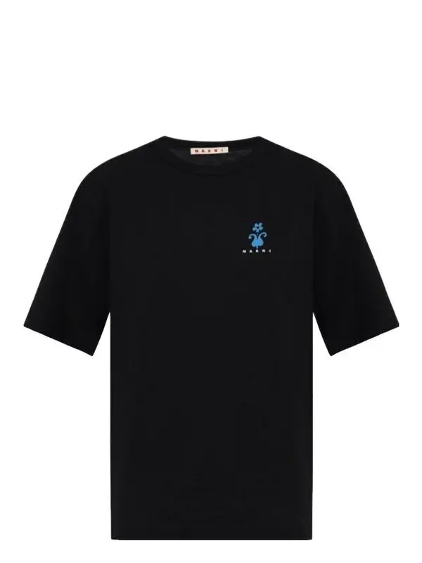 Marni Short-sleeved Crewneck T-shirt With Graphic - Black
