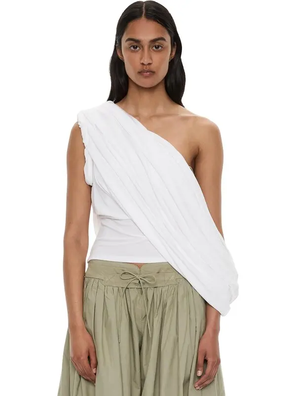 Christopher Esber Aiba Draped Jersey Tee - White