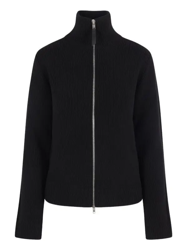 MAISON MARGIELA Zip-up Sweater With Stand Collar - Black