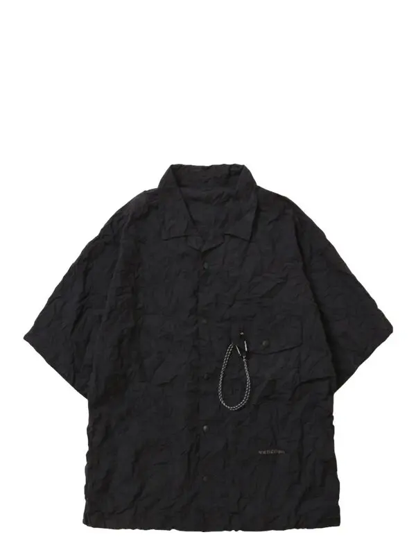 AND WANDER Pleated Short-sleeved Shirt - Black