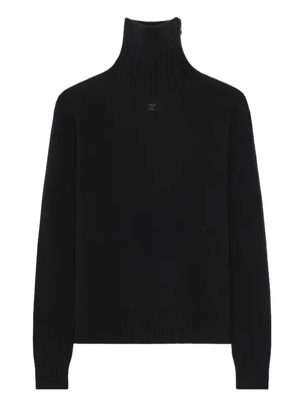 COURREGES Zipped-collar Sweater - Black