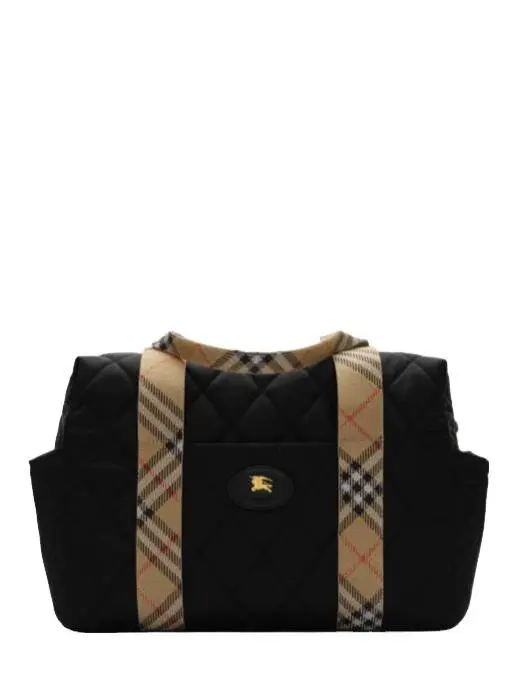 Burberry Check Trim Quilted Nylon Baby Changing Bag - Black