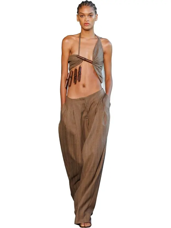Christopher Esber Chime Herringbone Halter Top - Chevron Brown