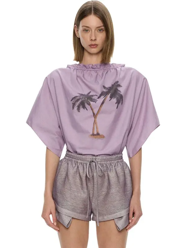 Christopher Esber Mirage Palm Poplin Top - Purple