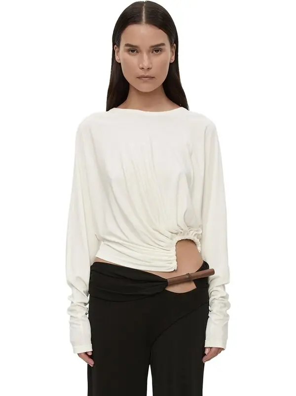Christopher Esber Long Sleeve Jersey Top With Cut-out Detail - White