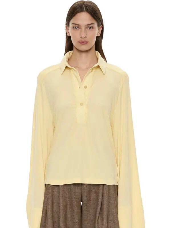 Christopher Esber Deconstructed Denim Long Sleeve Polo - Butter