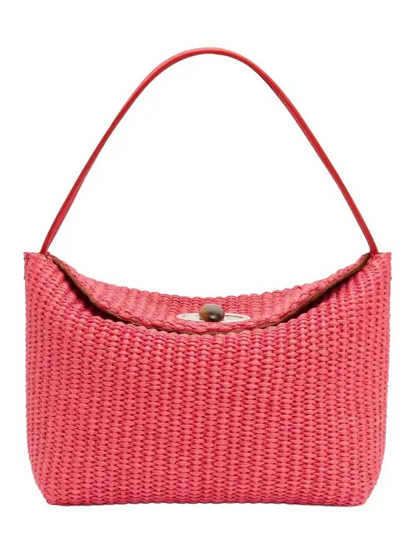 Christopher Esber Turnlock Raffia Mini Bag - Pink